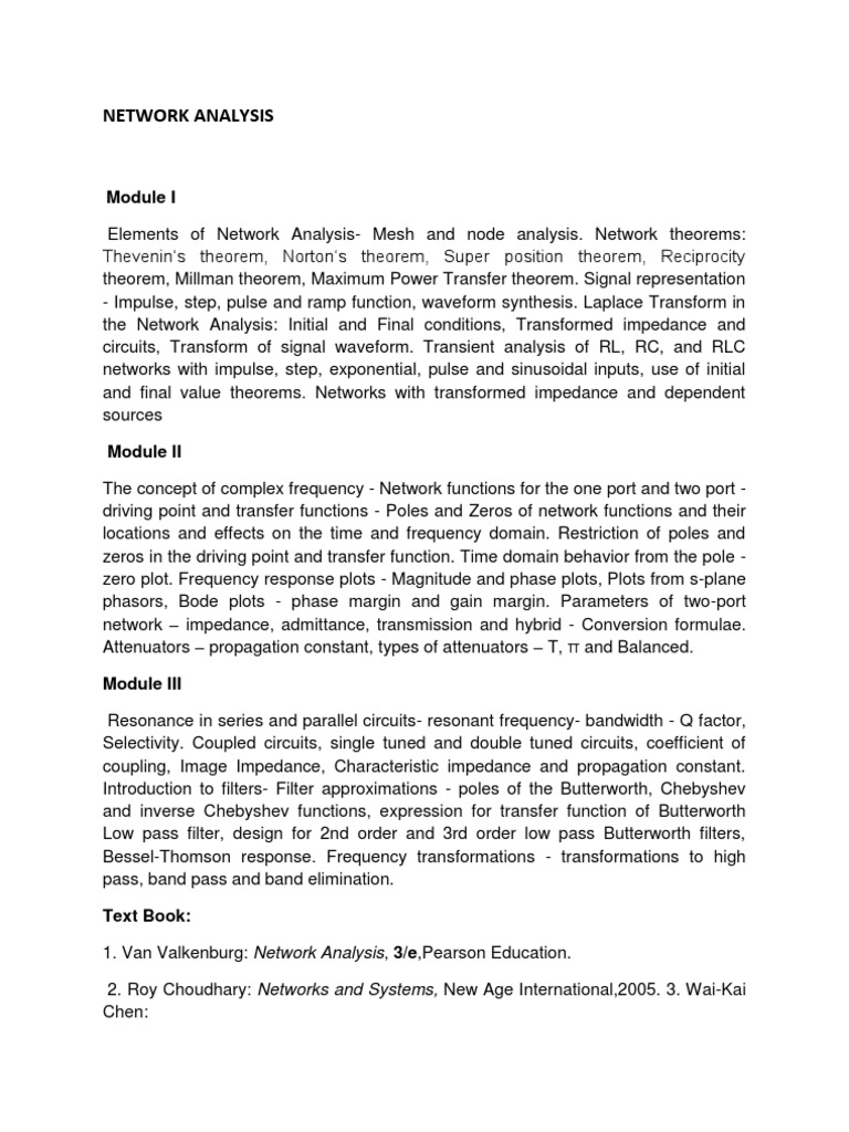 Network Analysis Techniques and Theorems | PDF | Science & Mathematics ...
