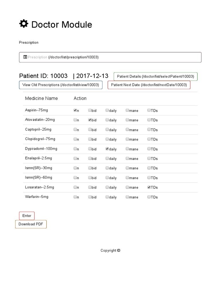 Doctor Module : Patient ID: 10003 - 2017-12-13 | PDF | Medicinal ...