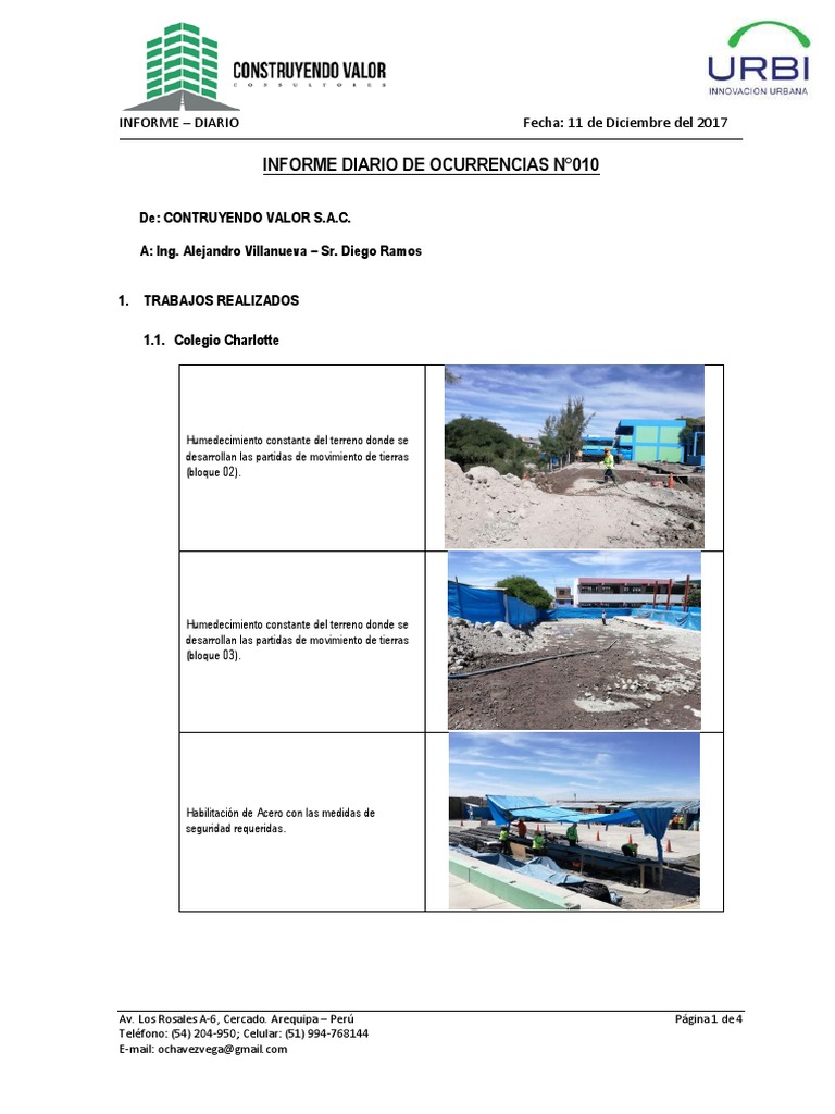 Informe Fotográfico de obra | Ingeniería | Ciencia | Free 30-day Trial ...