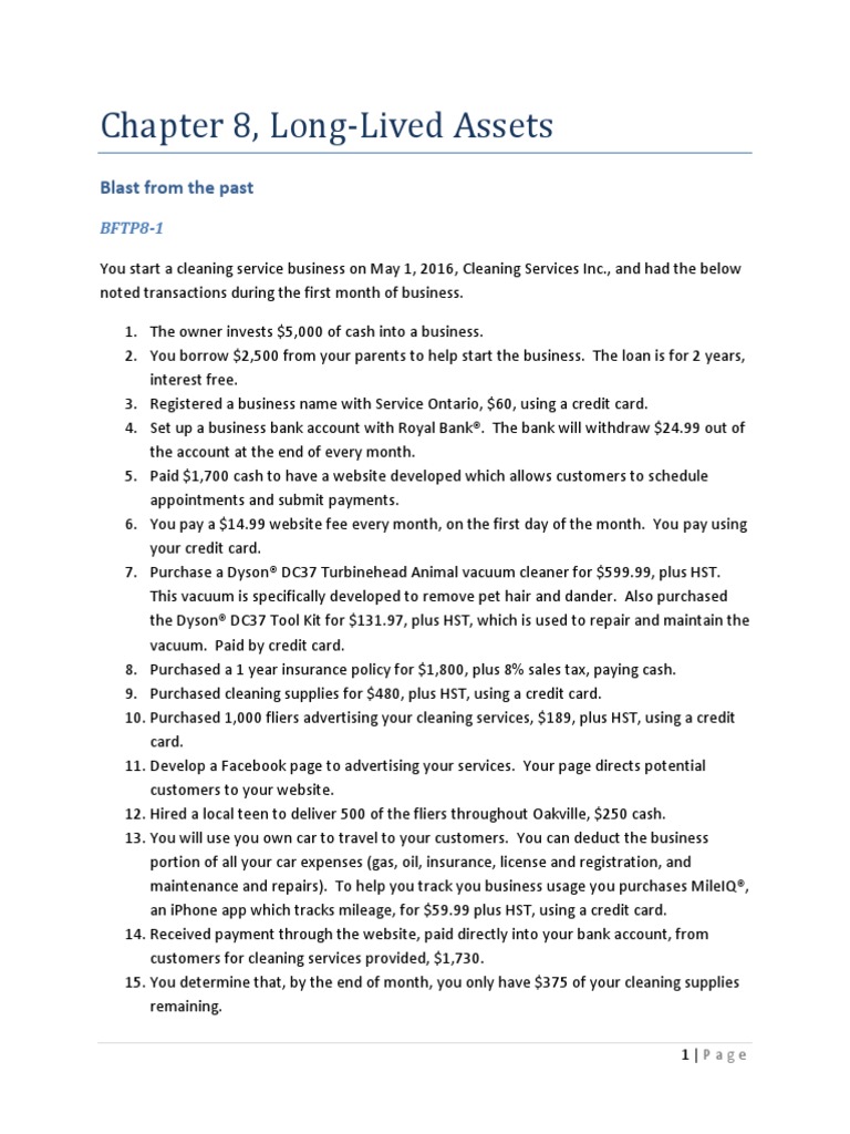 Chapter 8 Long Lived Assets - Solutions | PDF | Book Value | Depreciation