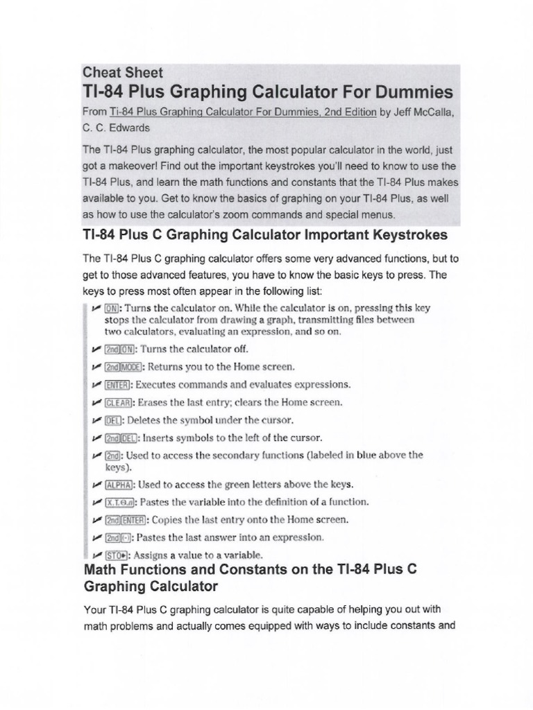 Ti 84 Cheat Sheet | PDF