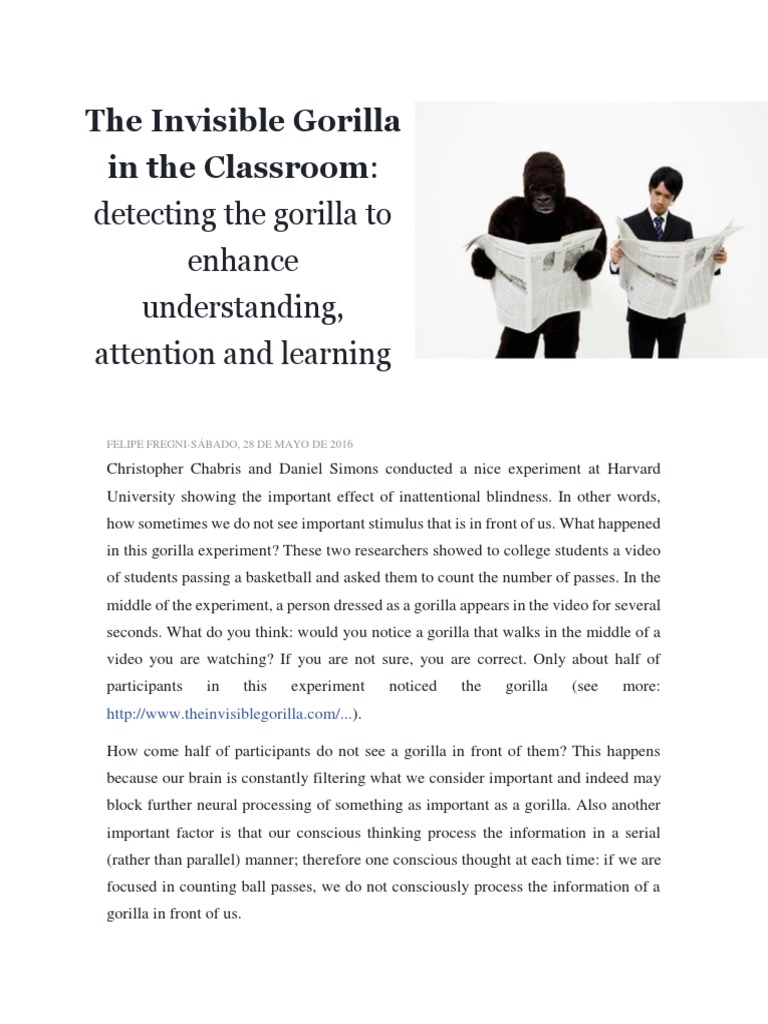 1.the Invisible Gorilla in The Classroom | PDF | Applied Psychology ...