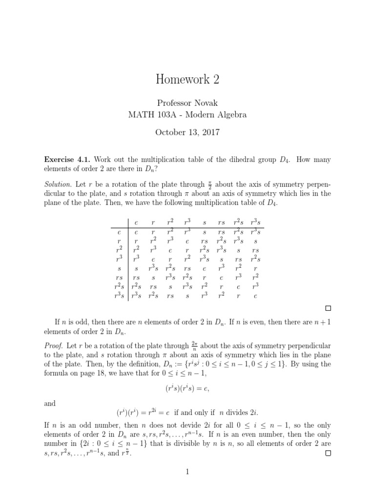 Math 103 Problem 2 | PDF | Group Theory | Abstract Algebra