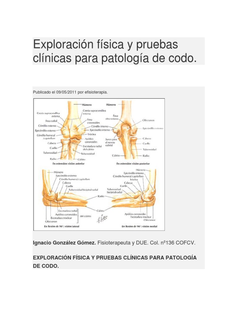 Exploración y Pruebas del Codo | PDF | Codo | Dolor