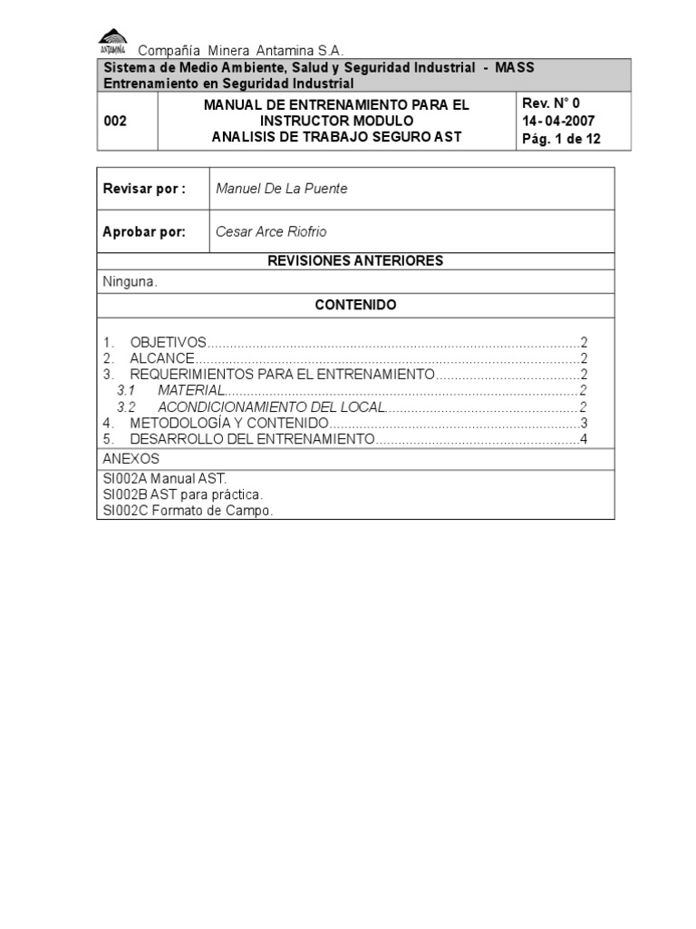 Manual Del Instructor AST | PDF