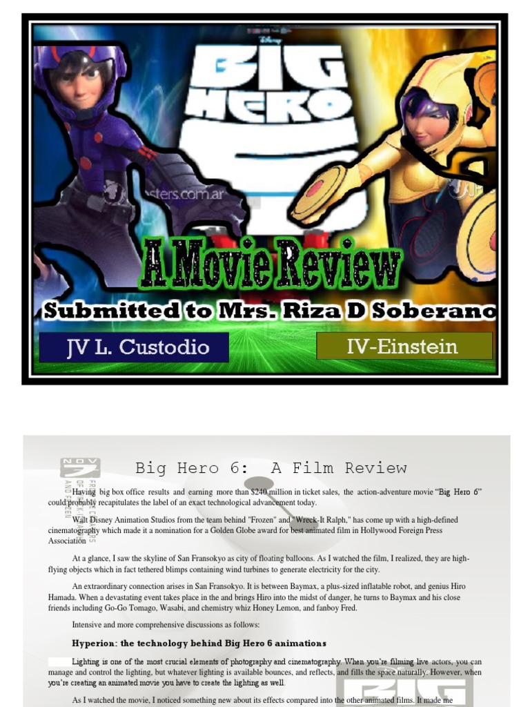 Big Hero 6 Movie Review | PDF | Leisure | Science
