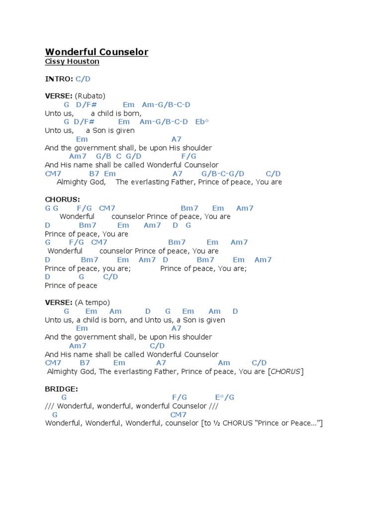 Wonderful Counselor Lyrics and Chords | PDF