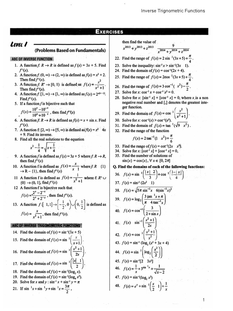 Inverse | Download Free PDF | Function (Mathematics) | Trigonometric ...