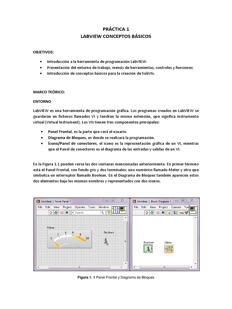 Práctica1 Conceptos Básicos Labview PDF | PDF
