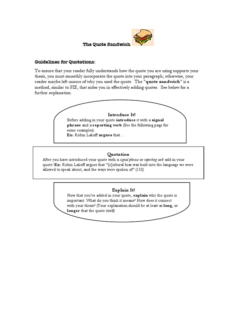 The Quote Sandwich PDF | PDF | Bracket | Linguistics