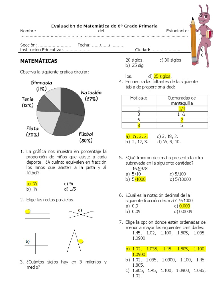 6to Grado Matemáticas.. Resolución | PDF | Matemática Elemental ...