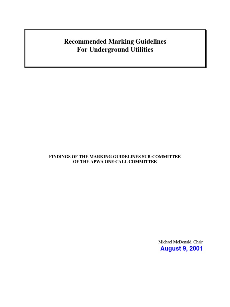 Recommended Marking Guidelines For Underground Utilities | Download ...