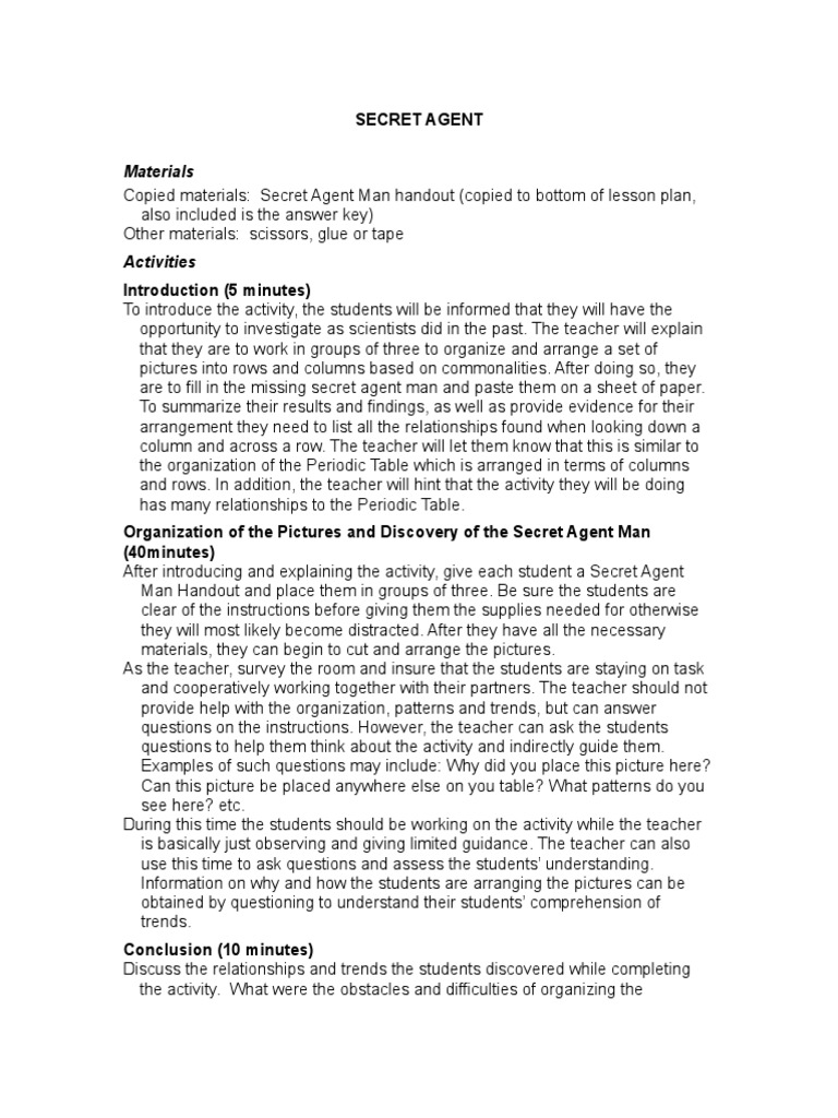 Materials: Secret Agent | PDF | Periodic Table | Reading Comprehension