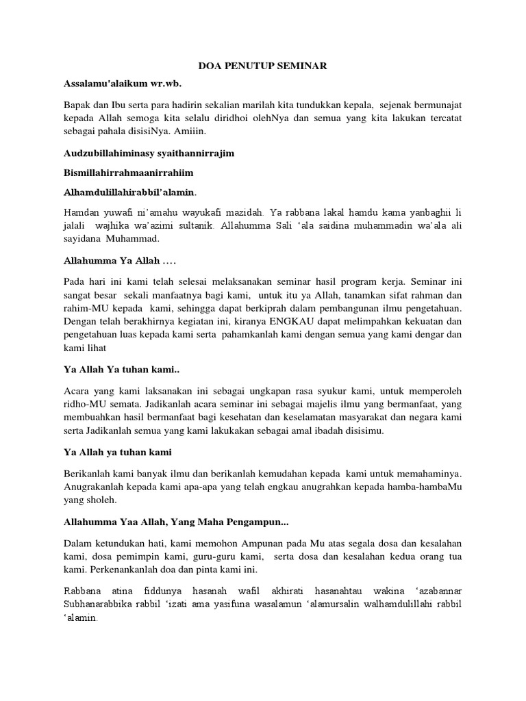 Doa Penutup Seminar | PDF