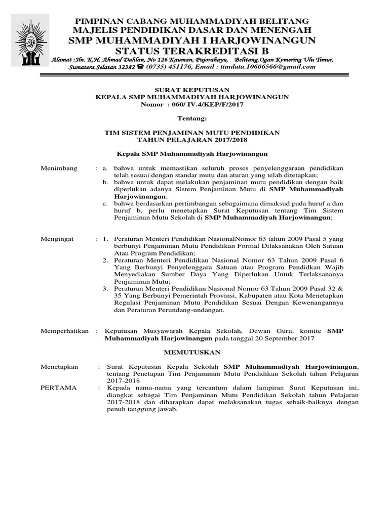 Contoh SK Tim PMP | PDF