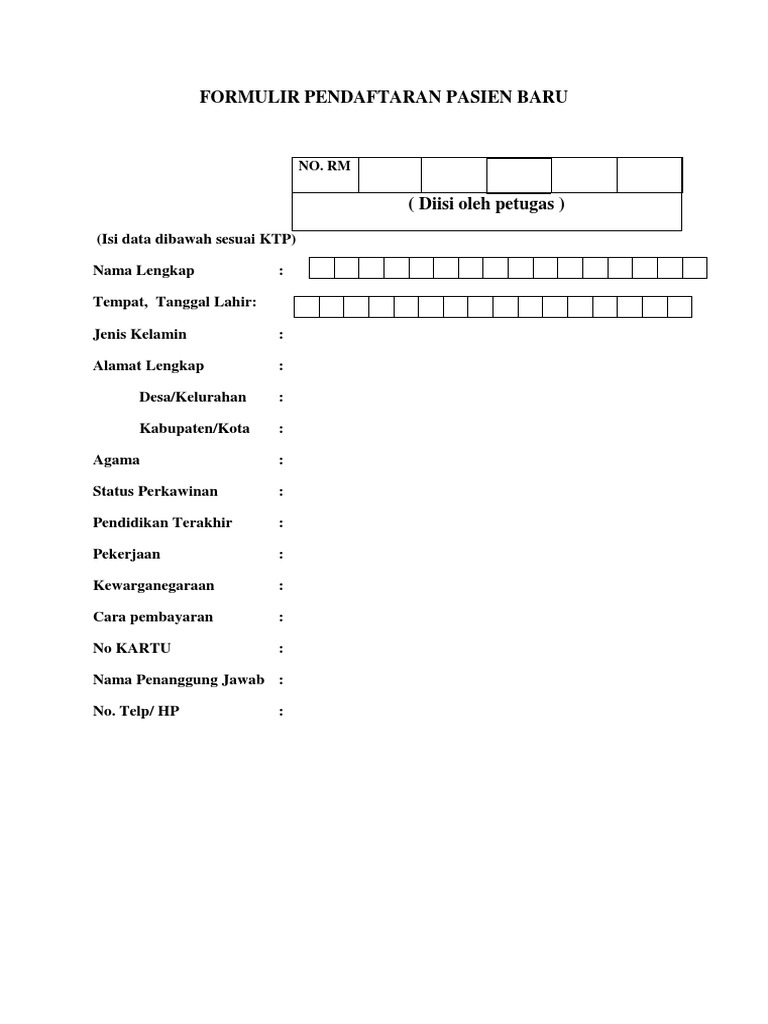 Formulir Pendaftaran Pasien Baru | PDF