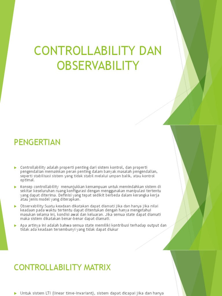 Pengertian Controllability dan Observability | PDF