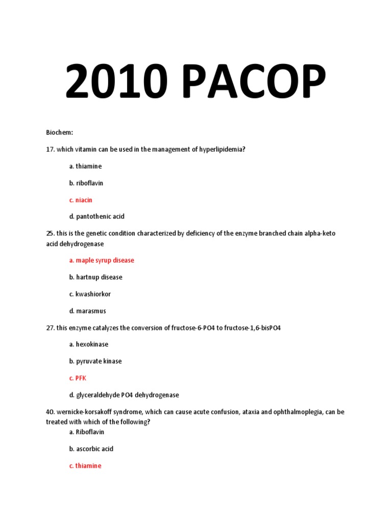 PACOP Items | PDF | Tyrosine | Amino Acid