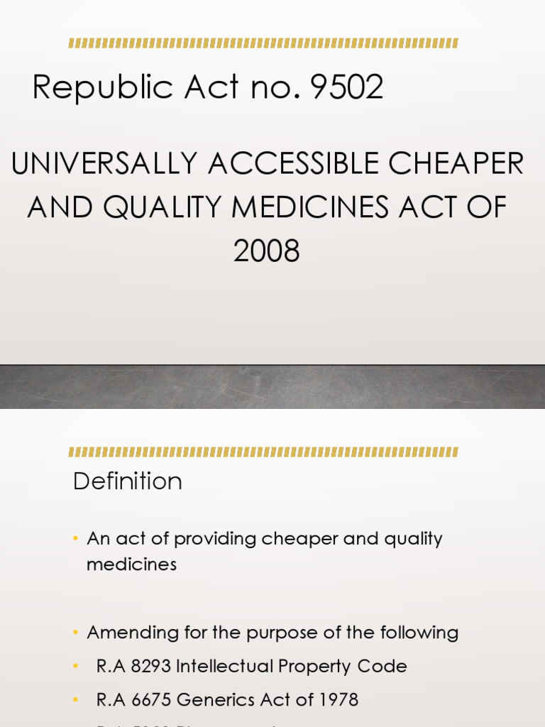 Republic Act No 9502 | PDF | Pharmaceutical Drug | Generic Drug