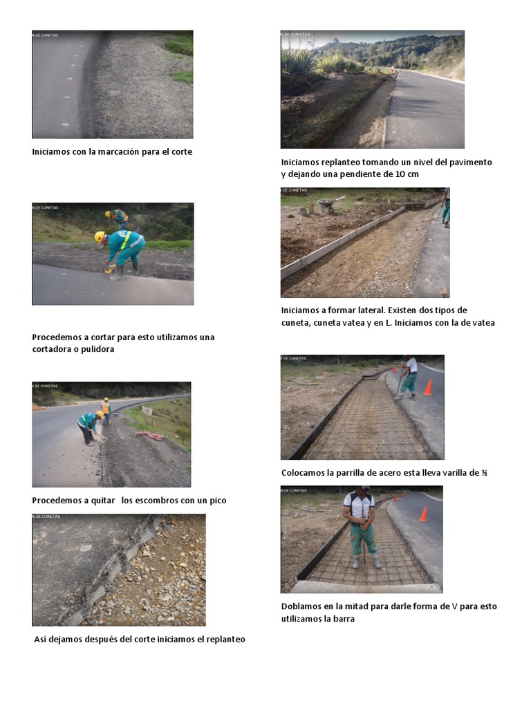 Proceso Constructivo de Una Cuneta | PDF