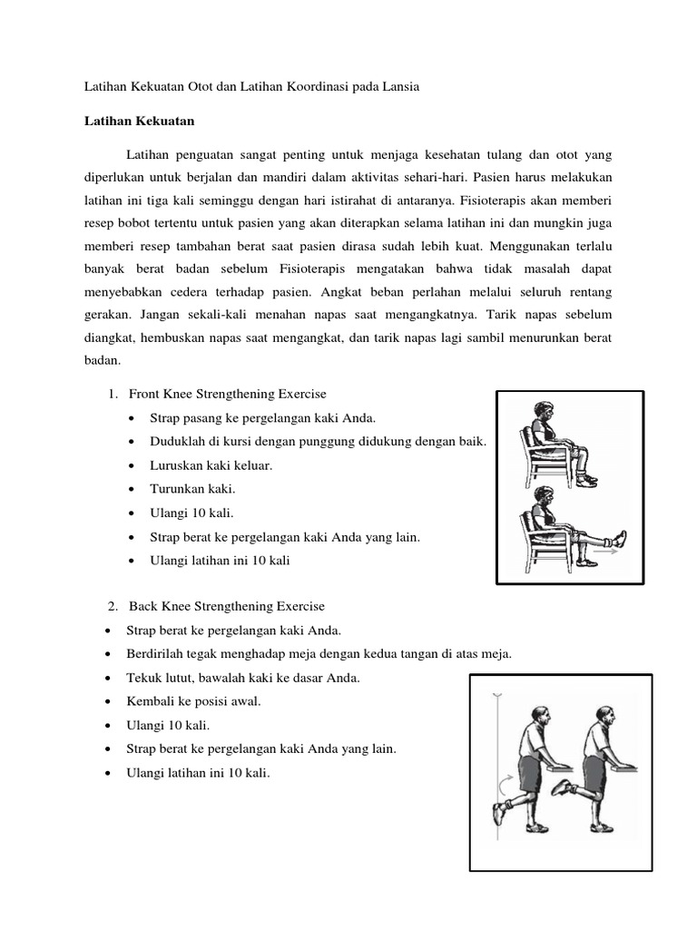 Latihan Kekuatan Otot Dan Latihan Koordinasi Pada Lansia | PDF