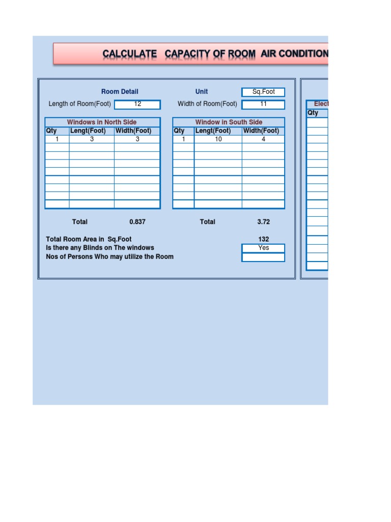 Room Specifications and HVAC Load Calculations | PDF | British Thermal ...