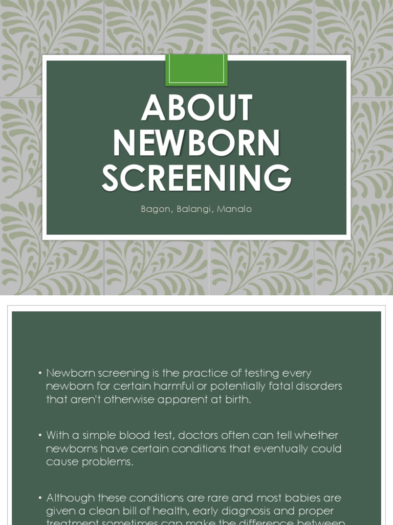Newborn Screening Essentials | PDF | Hypothyroidism | Infants