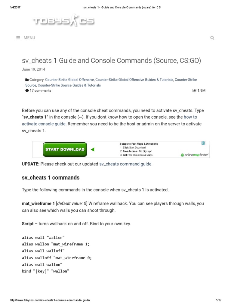 Sv_cheats 1 - Guide and Console Commands (Cvars) for CS | Video Game Development | Gaming