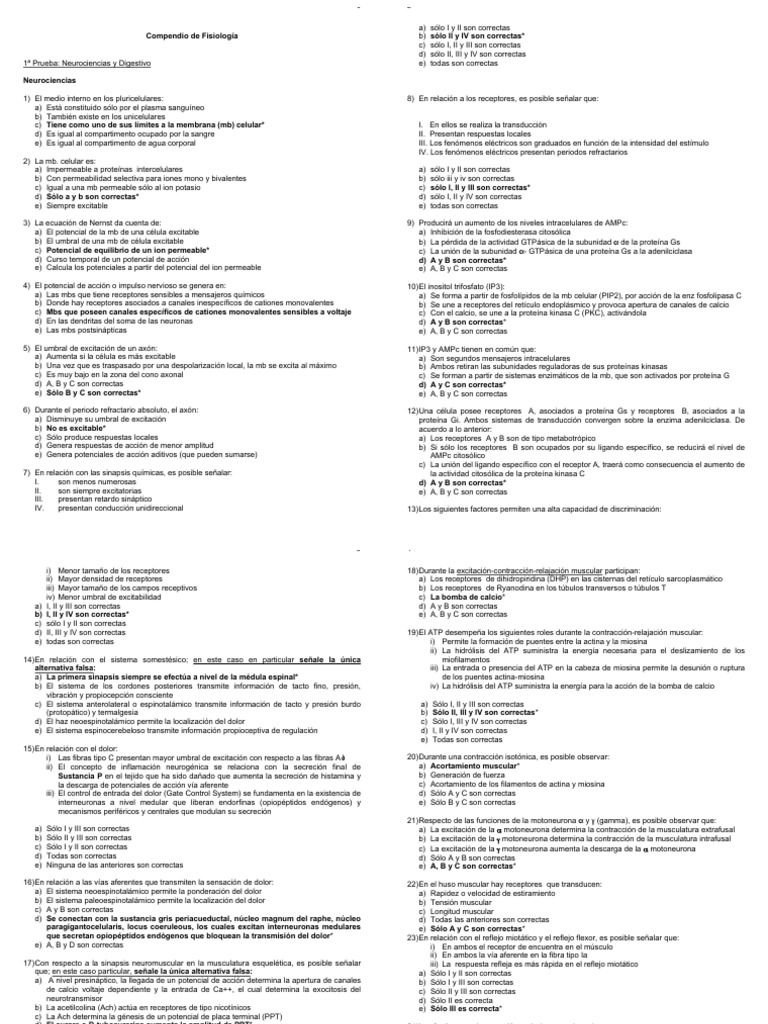 Compendio de Preguntas Examen (3 Files Merged) | PDF | Músculo | Neurona motora