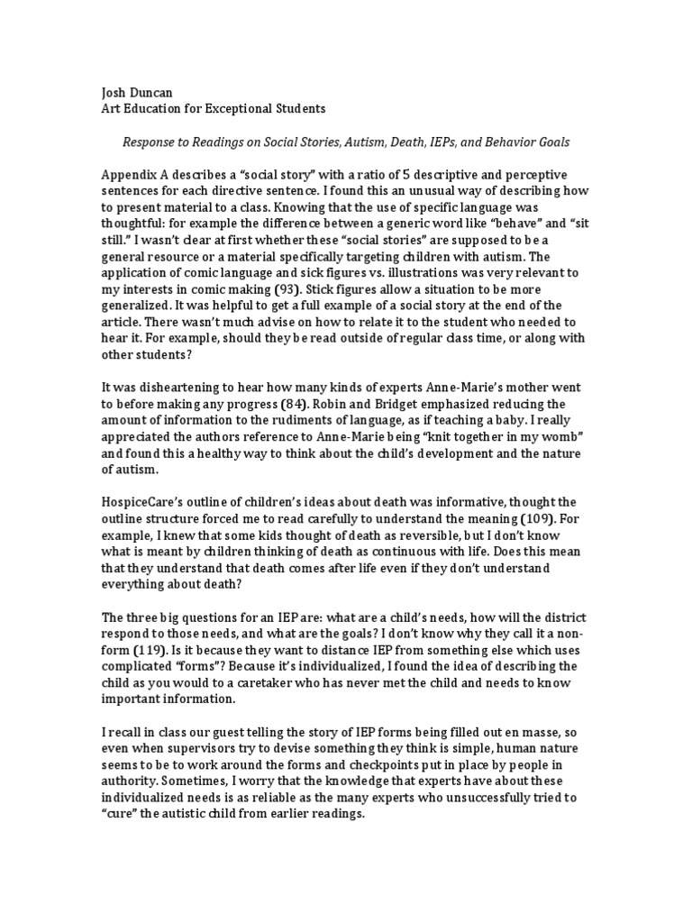 Response Paper On Education of Exceptional Students | PDF ...