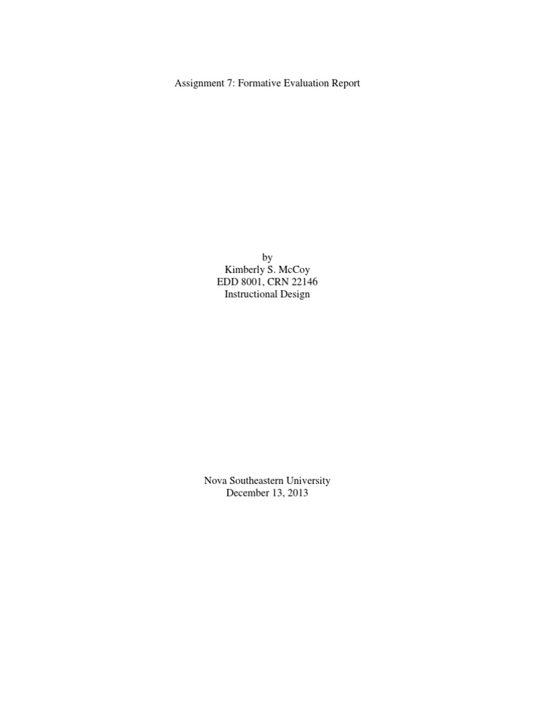 Assignment 7: Formative Evaluation Report | PDF | Instructional Design ...
