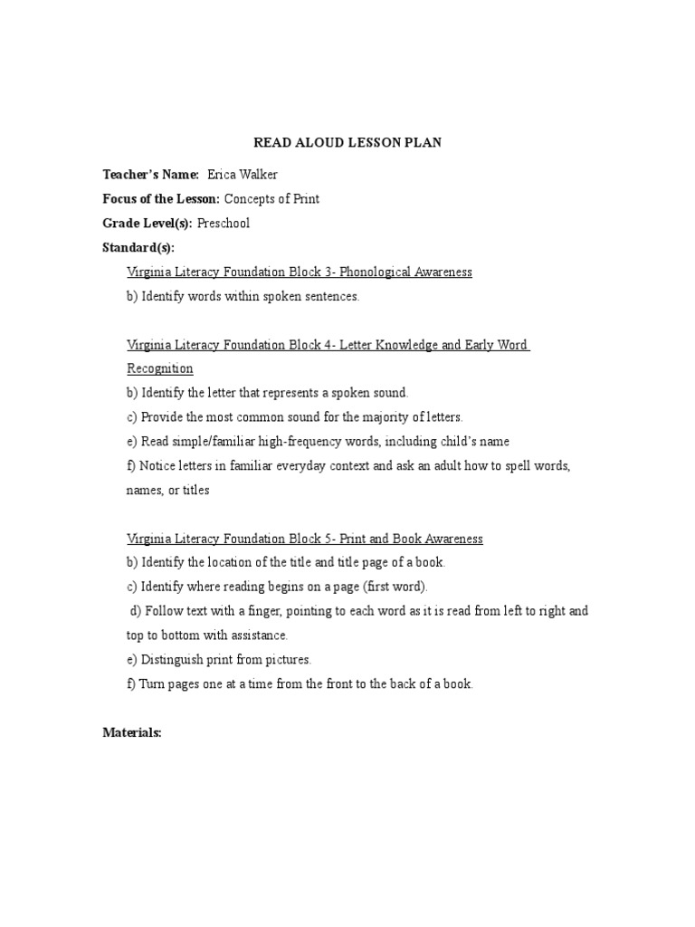 Lesson Plan Rationale | PDF | Literacy | Reading (Process)