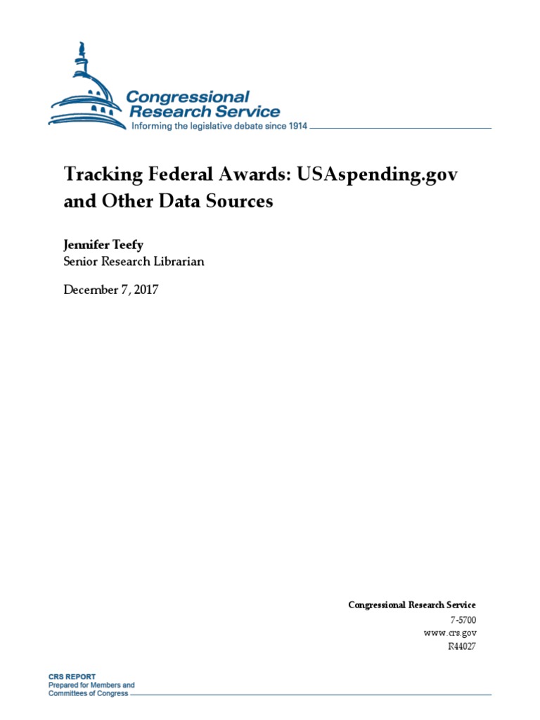 Tracking Federal Awards on USAspending.gov and Other Sources | PDF ...