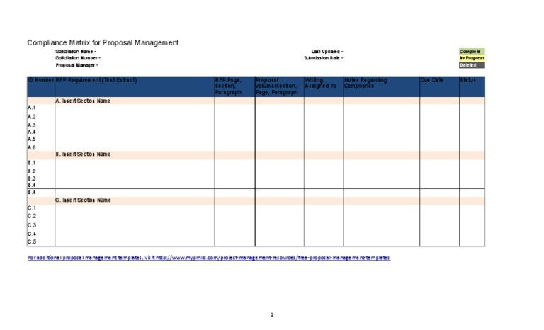 Proposal Compliance Matrix Template | PDF | Computing | Computing And ...