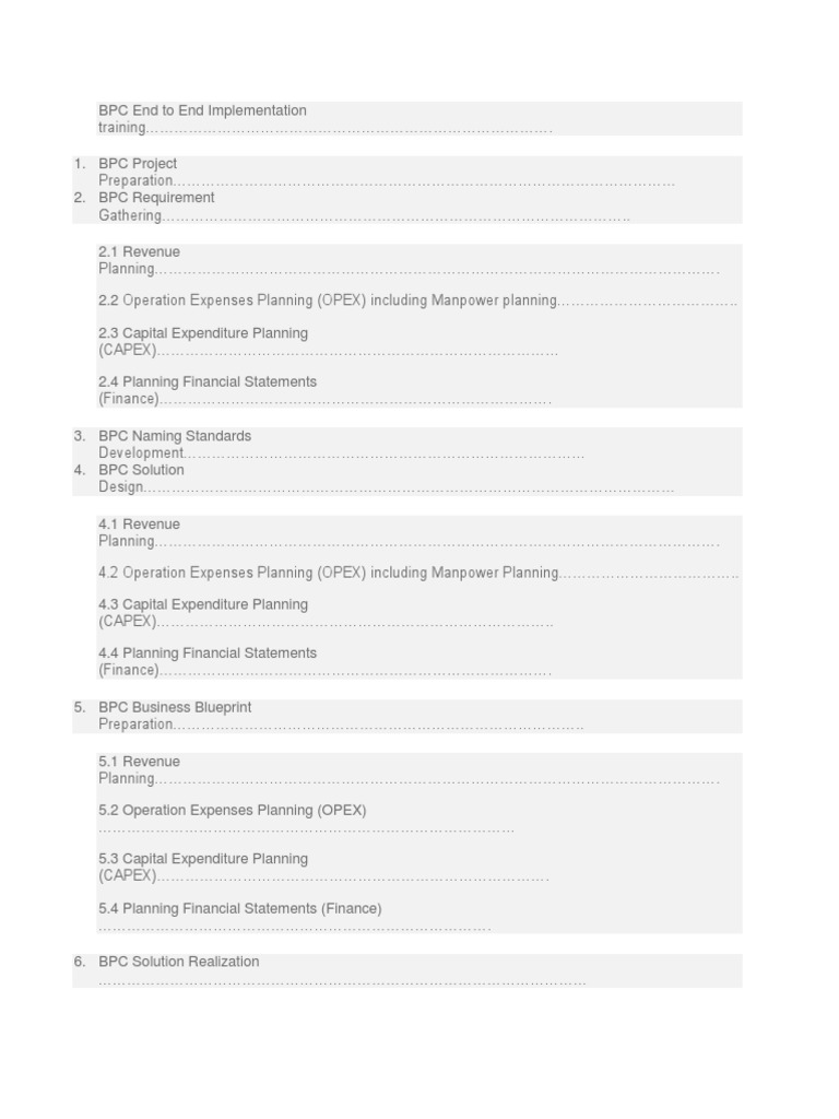 BPC End To End Implementation | PDF | Capital Expenditure | Expense