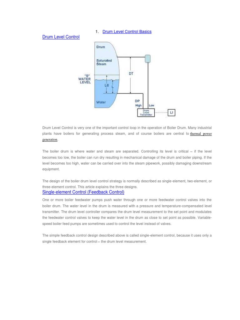 Drum Level Controls | PDF | Boiler | Valve