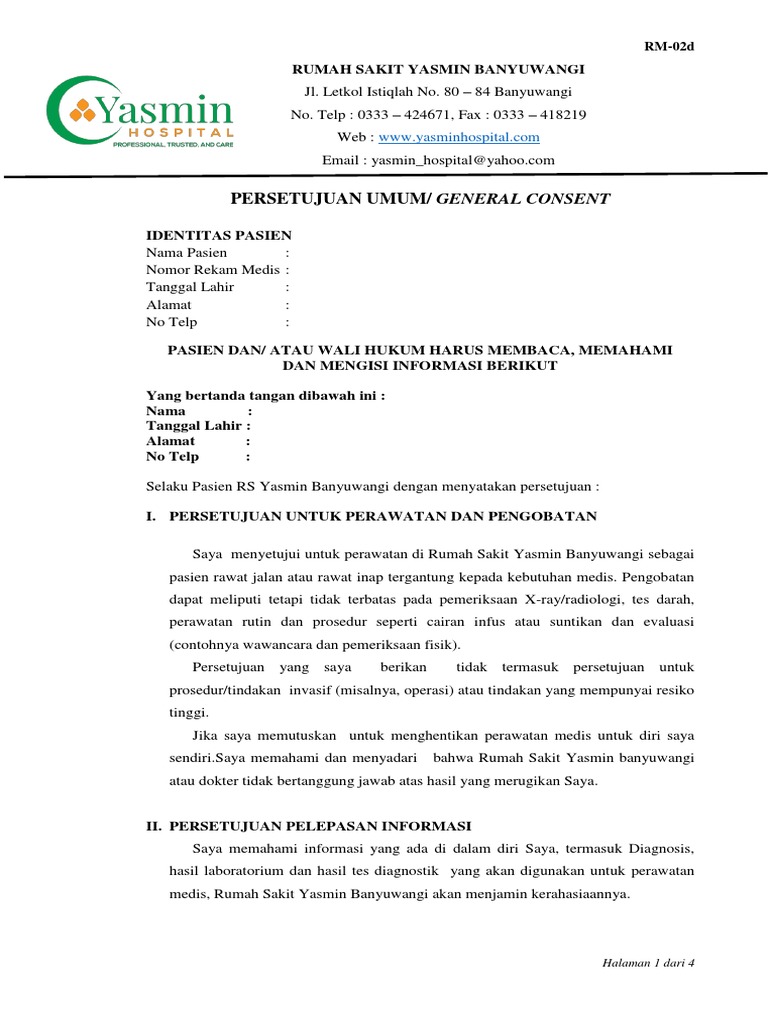 (Rm-02d) Form Persetujuan Umum Atau General Consent | PDF