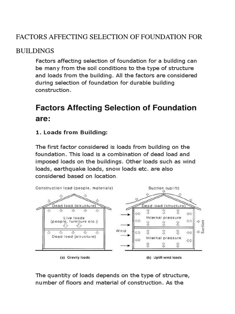 Foundation Selection Factors for Buildings | PDF | Foundation ...