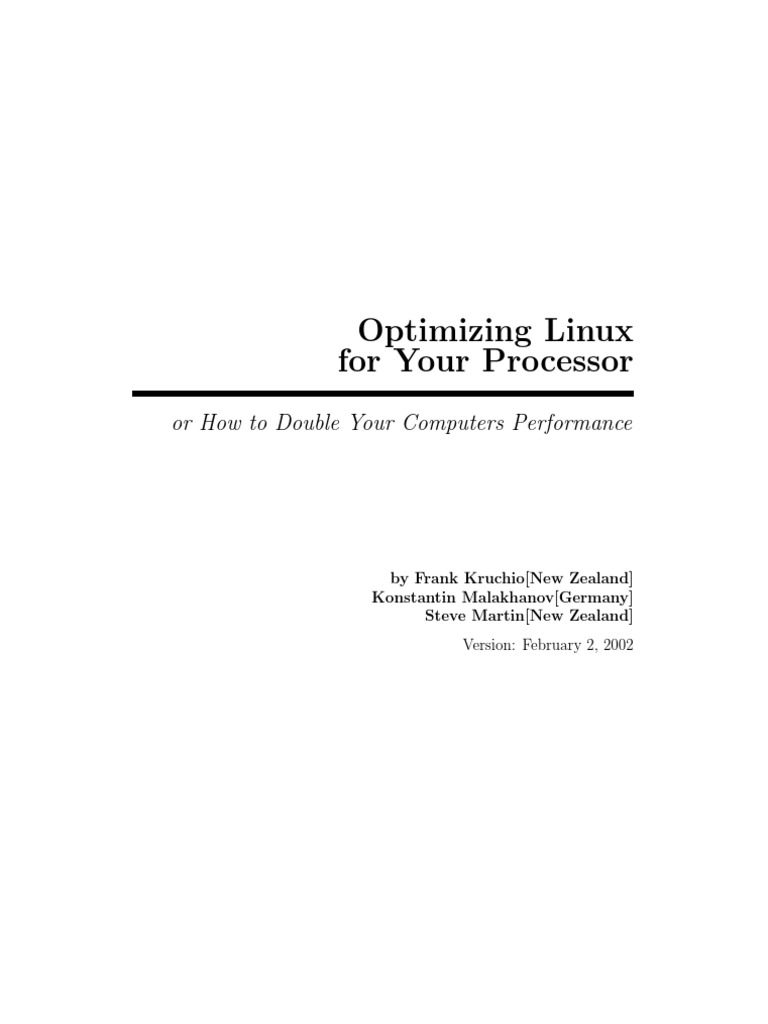 Optimizing Linux For Your Processor: or How To Double Your Computers Performance | PDF | Linux ...
