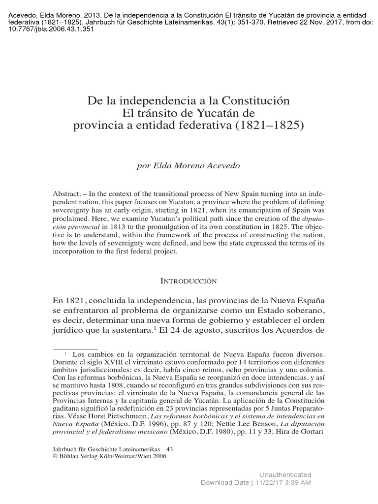 Elda Moreno Acevedo. 2013. de La Independencia a La Constitución El ...