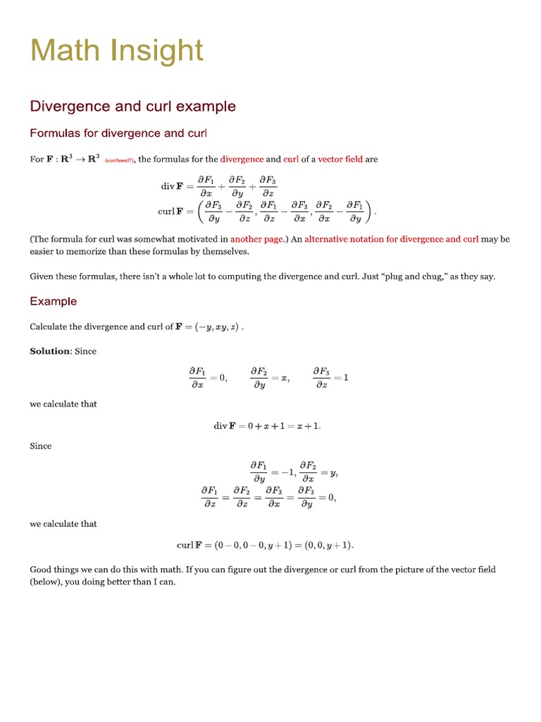 Divergence and Curl Example | PDF