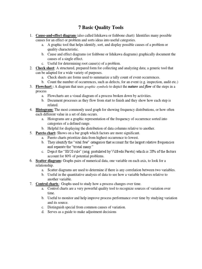 7 Essential Quality Improvement Tools | PDF | Causality | Infographics