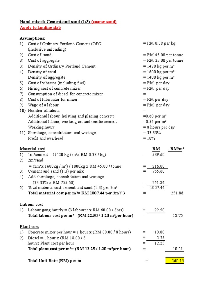 Concrete Works Landing Slab (Estimating) | PDF | Construction Aggregate ...