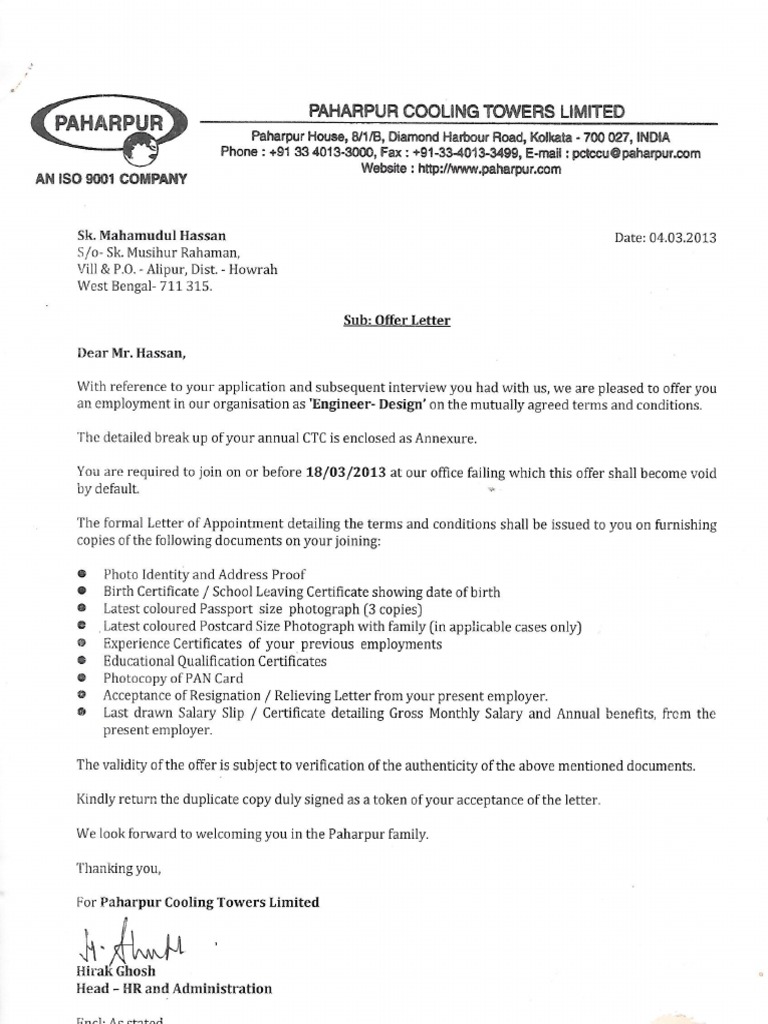 Offer Letter | PDF