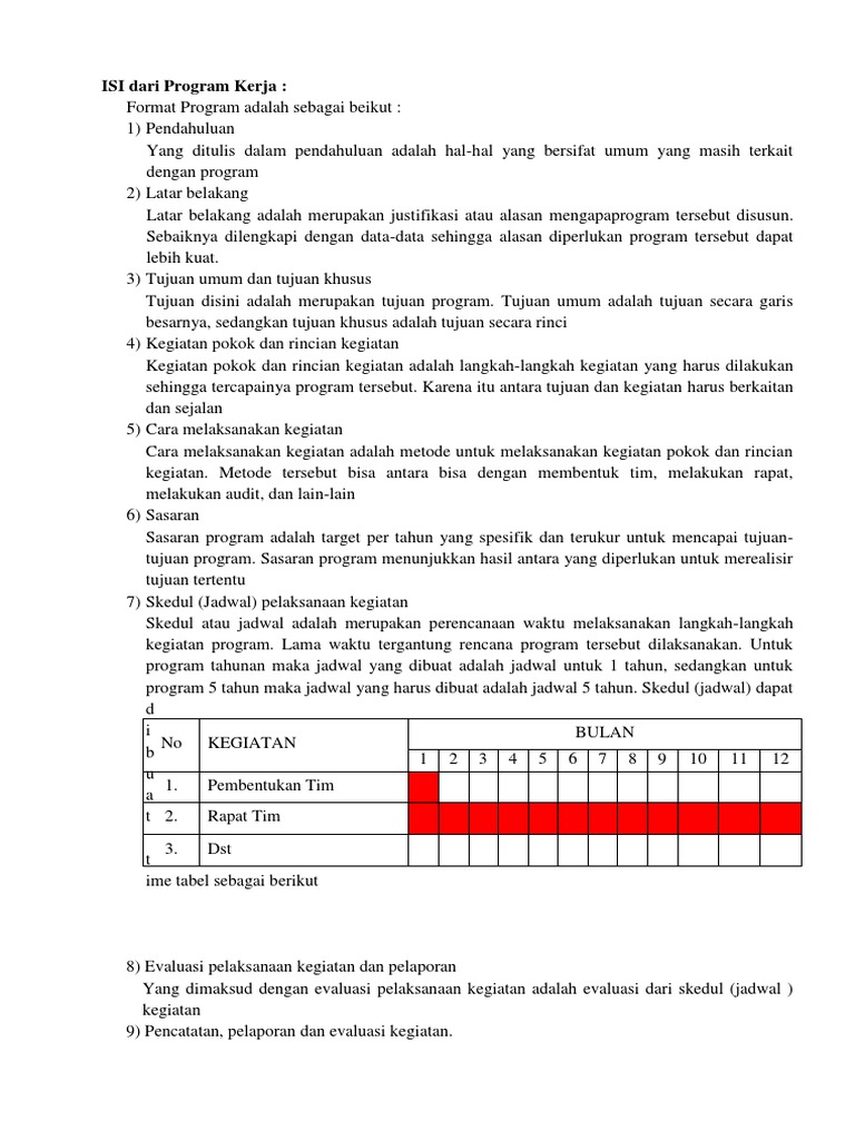 Format Program Kerja | PDF