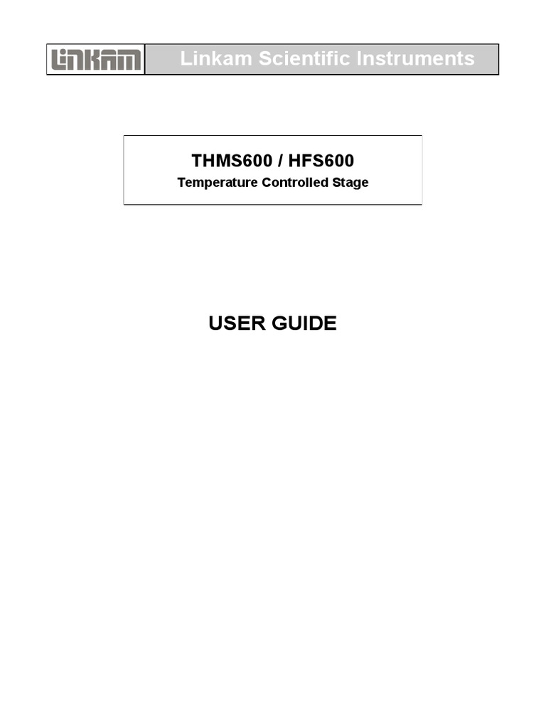 Temperature Controlled Stage Guide | PDF | Valve | Aperture