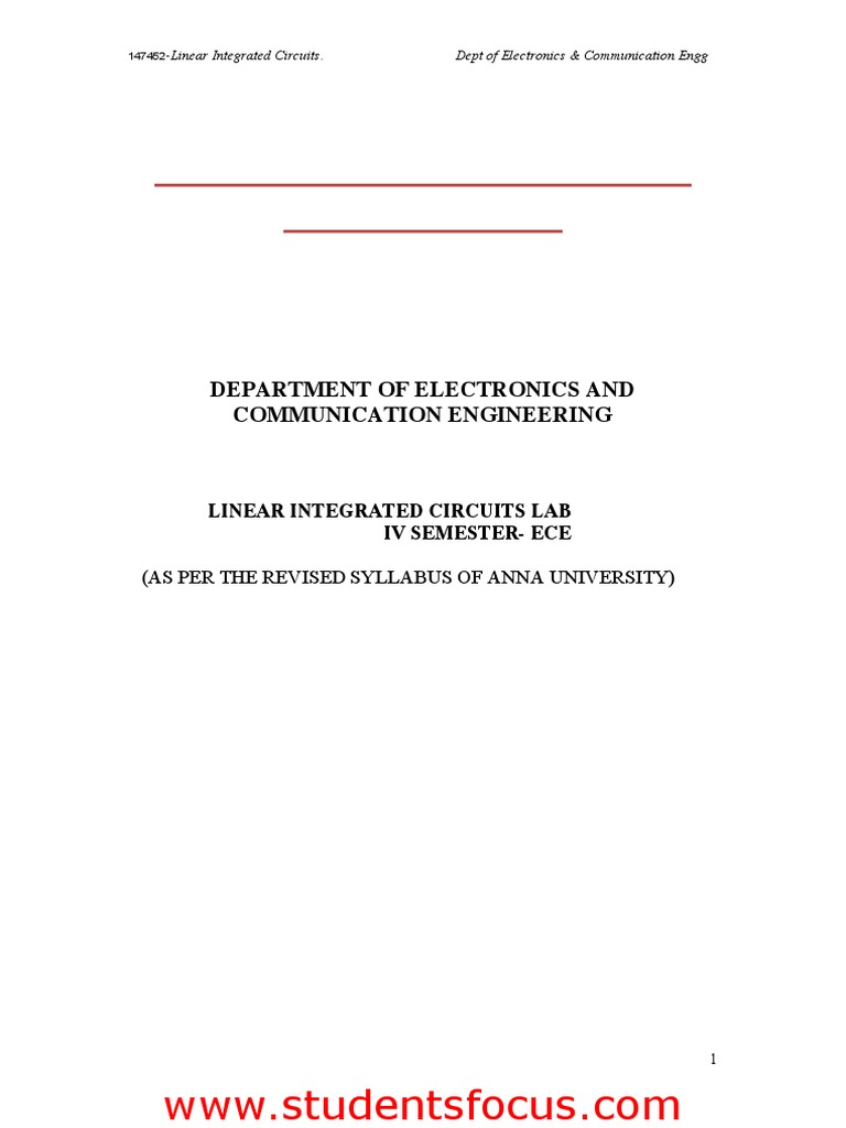 2.linear Integrated Circuits Lab 2013 Regulation | PDF | Amplifier ...