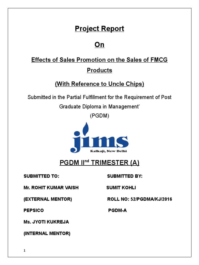 Effects of Sales Promotion on Sales of Uncle Chips: An Analysis of ...