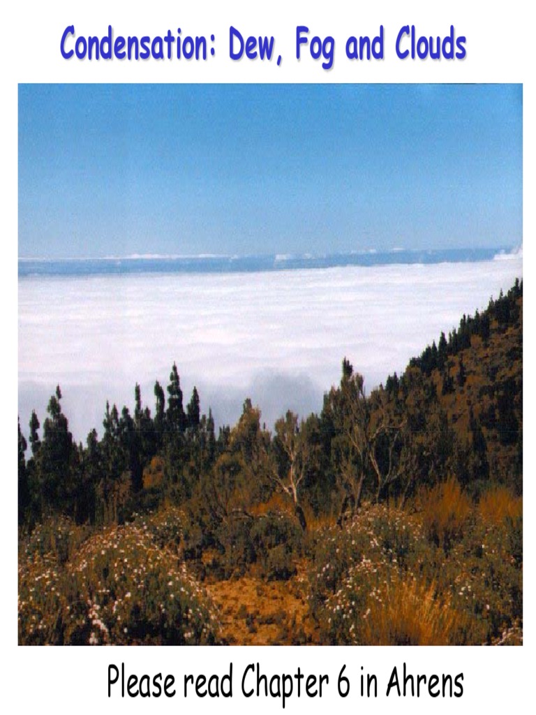 Condensation: Dew, Fog and Clouds: Please Read Chapter 6 in Ahrens ...