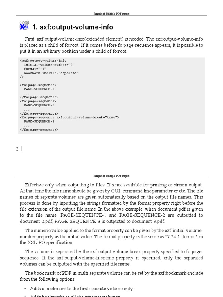Axf:output-Volume-Info: Sample of Multiple PDF Output | Download Free ...